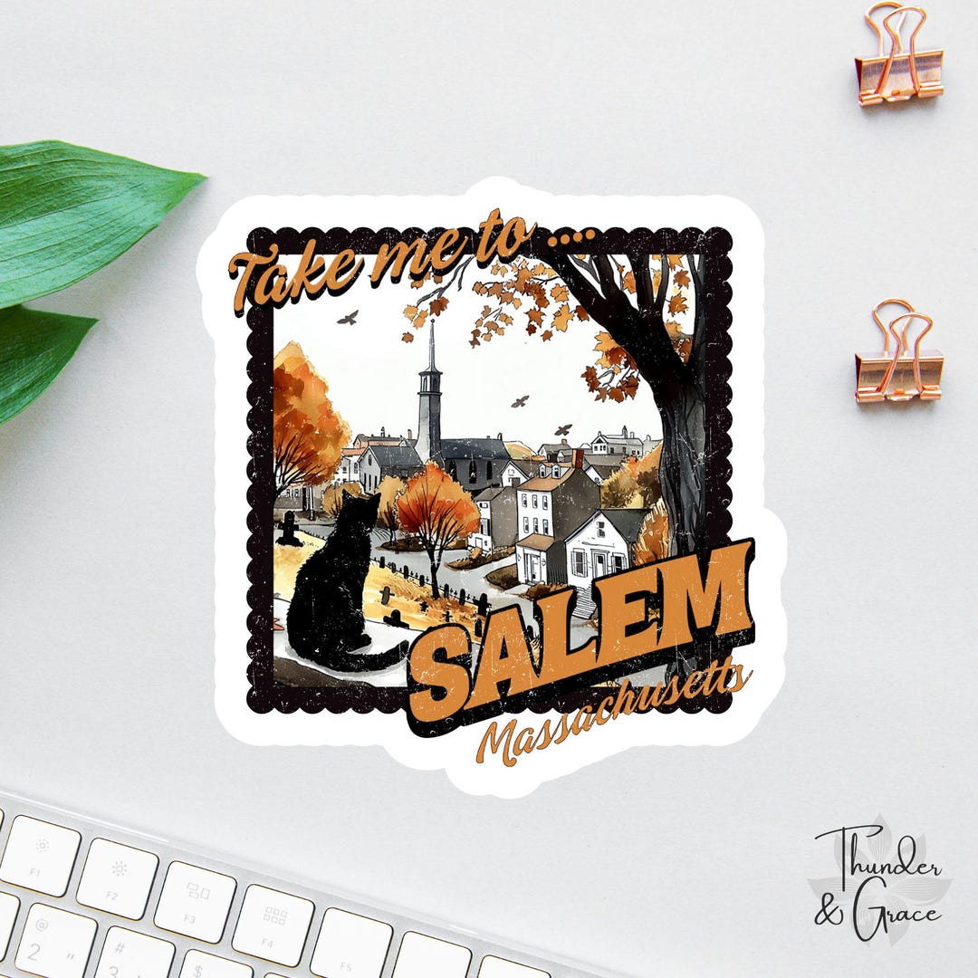 Take Me to Salem Sticker or Magnet, Halloween Black Cat Sticker - Etsy