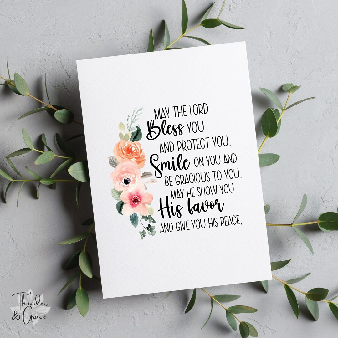 May the Lord Bless You and Protect You Greeting Card, Floral Bible ...