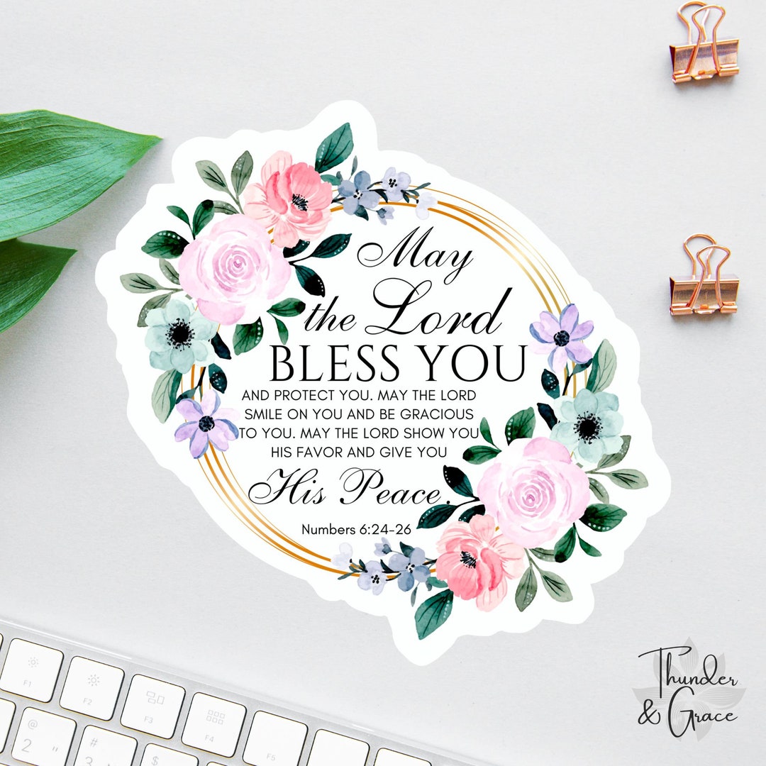May the Lord Bless You Sticker, Words of Affirmation Stickers Laptop, Best Friend Gift, Bible ...