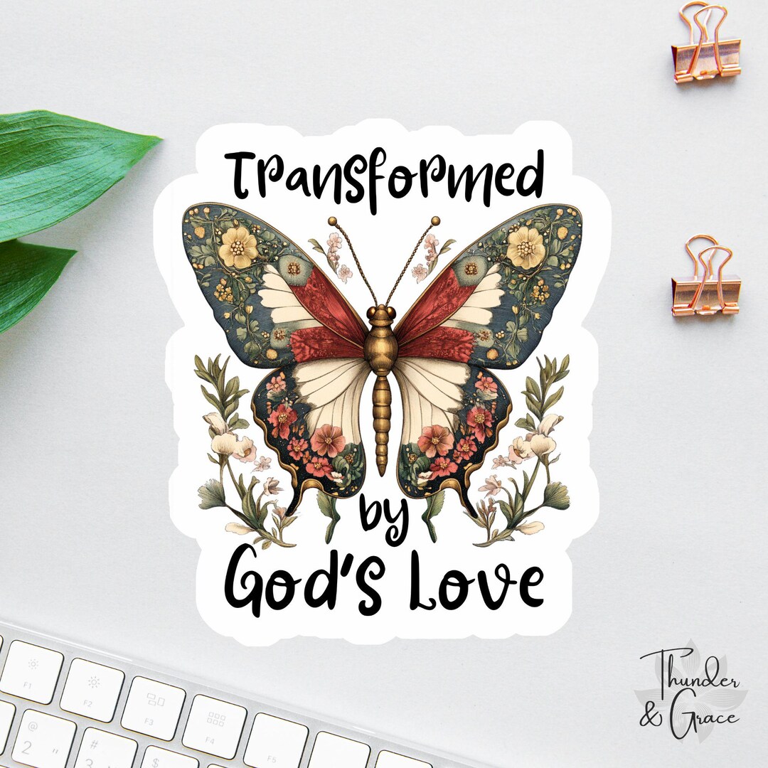 Transformed by God's Love Sticker, Bible Planner Sticker, Cottagecore ...