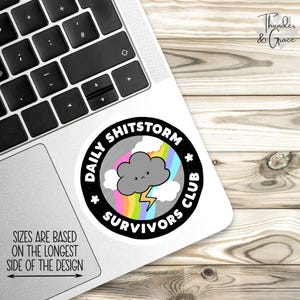 Daily Shitstorm Survivors Club Sticker, Dumpster Fire Sticker, Anxiety ...