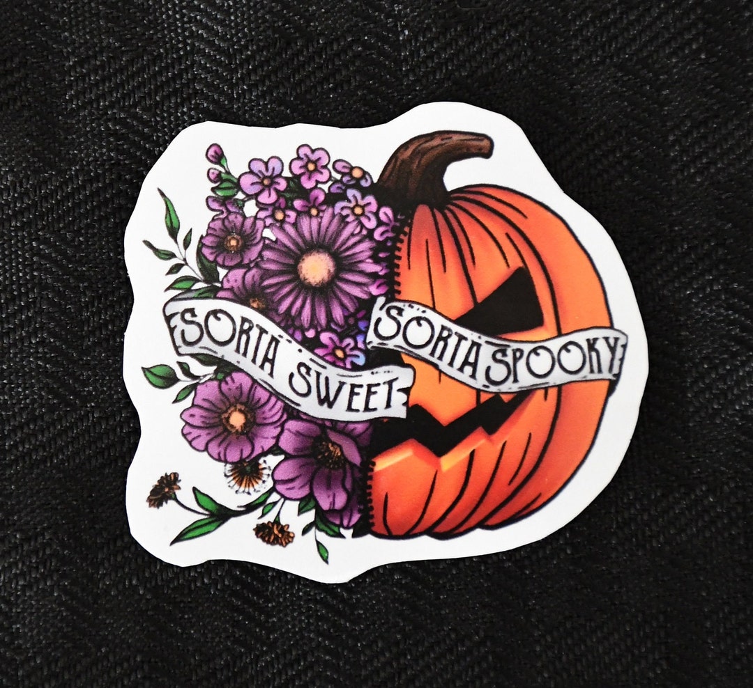 Funny Halloween Sticker | Halloween Laptop Sticker | Floral Pumpkin ...