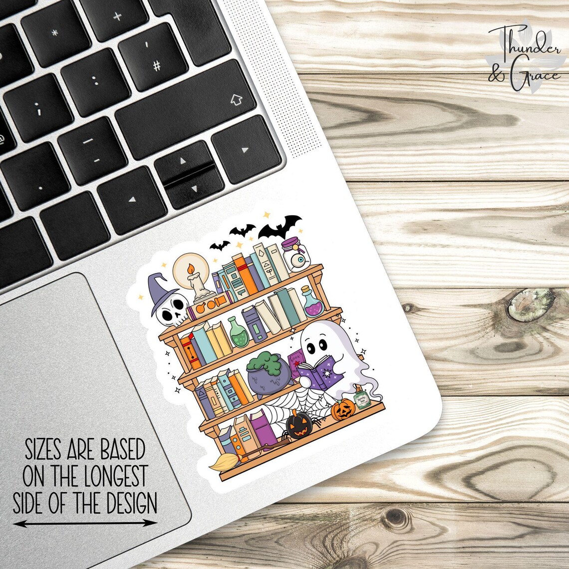 Spooky Halloween Ghost Library Sticker, Easily Distracted by Books ...