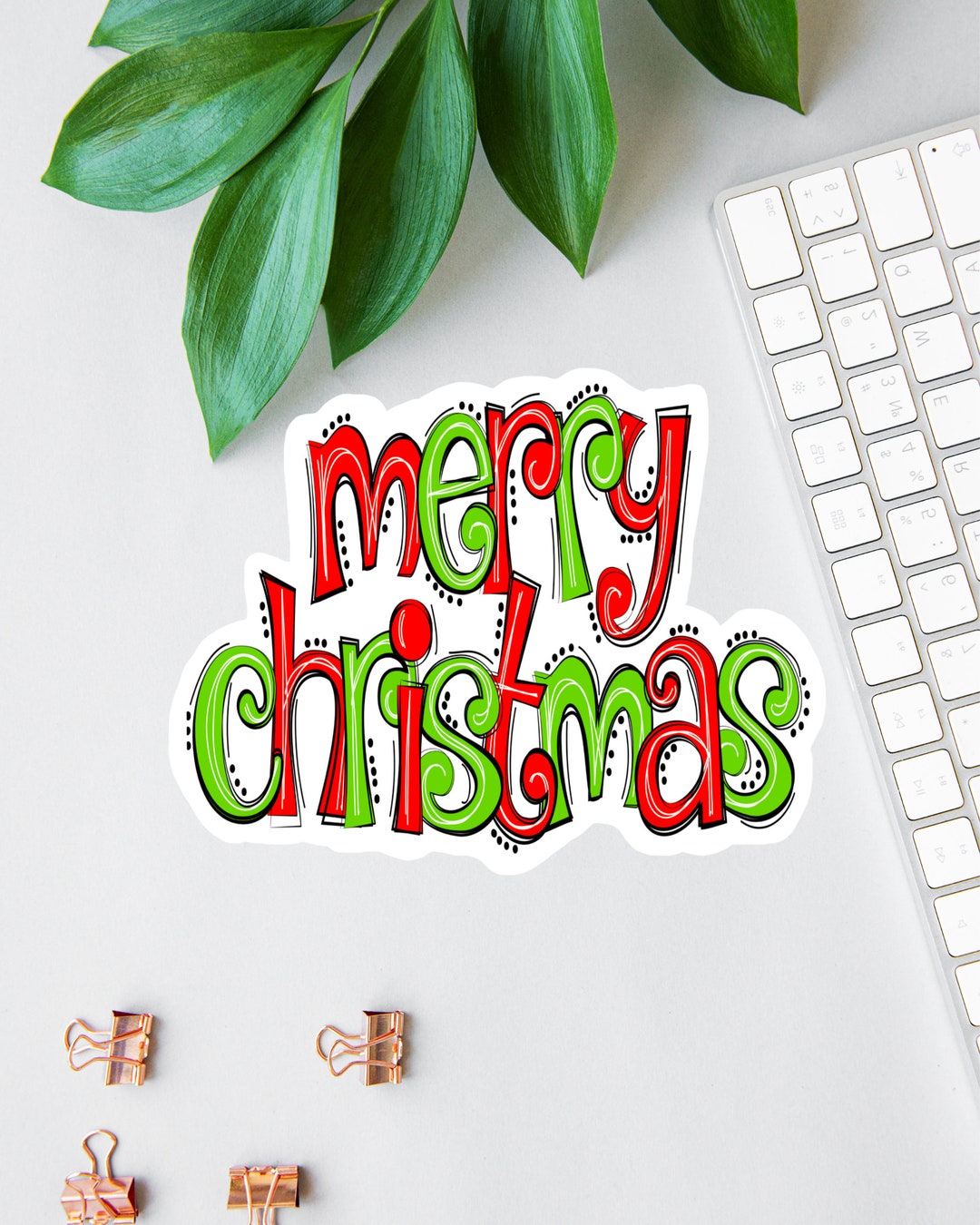 Merry Christmas Sticker, Merry & Bright, Colorful Christmas Decal ...