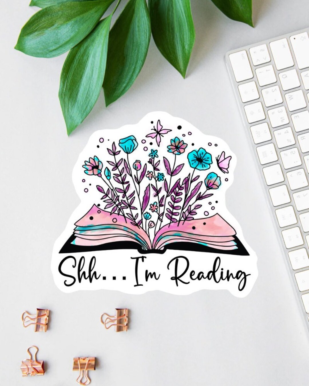Shh...i'm Reading Sticker, Literary Sticker, Book Lover Decal, Laptop ...