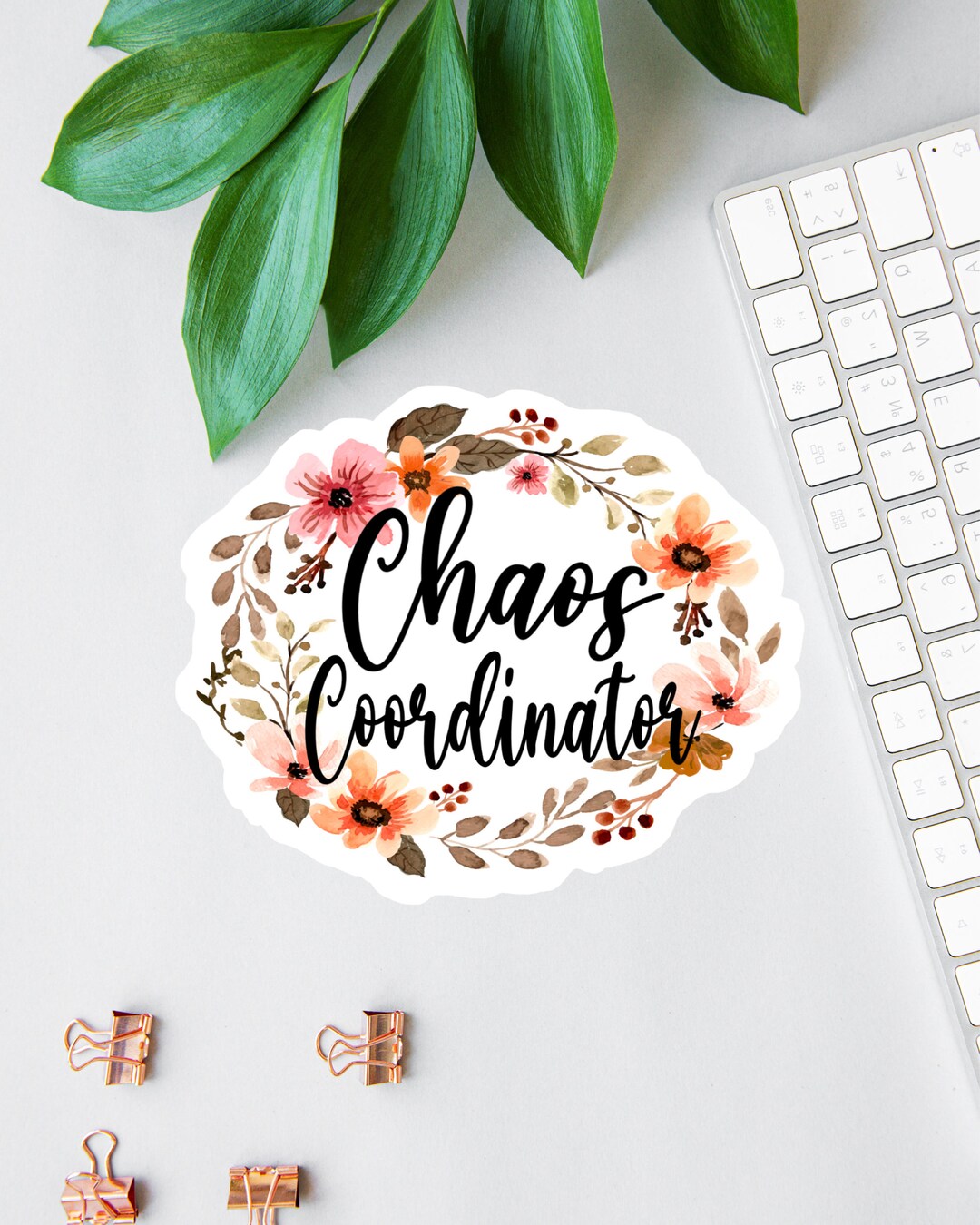 Chaos Coordinator Sticker, Funny Floral Magnet, Funny Boss Gift, Laptop ...