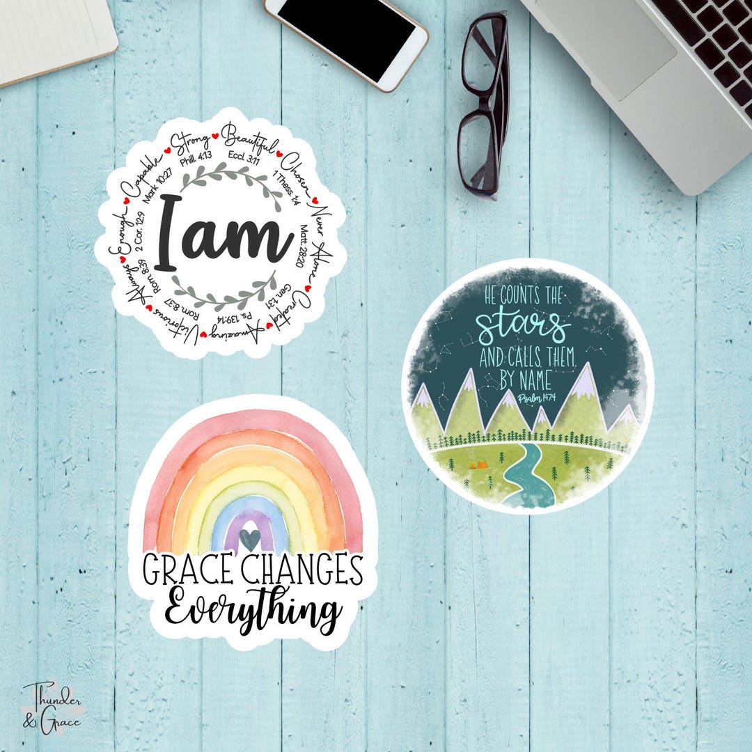 Christian Sticker Set: Affirmation Bible Verse Matte Waterproof Decals ...