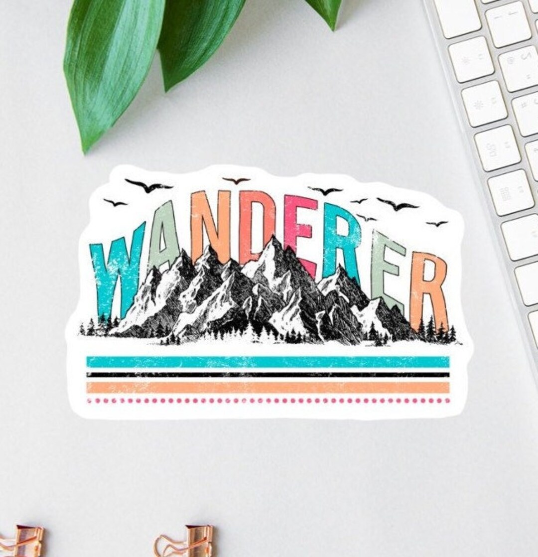 Wanderlust Sticker, Retro Sunset Decal, Gifts for Hikers, Nature Lover ...