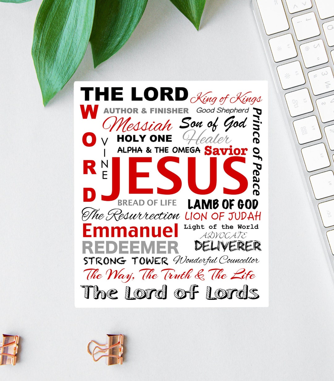 The Many Names of Jesus Sticker, Holy Spirit Stickers, Clear Laptop ...