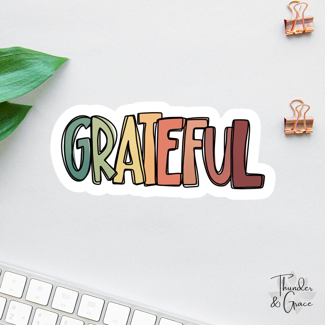Grateful Sticker or Magnet, Doodle Letters, Grateful Thankful & Blessed ...