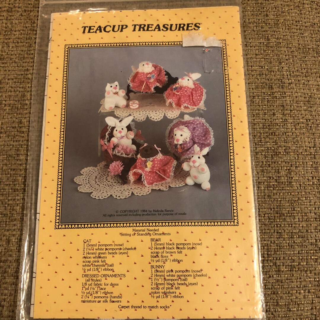Vtg Tea Cup Treasures 122 Anything but Ordinary Ornaments Cat Bear ...