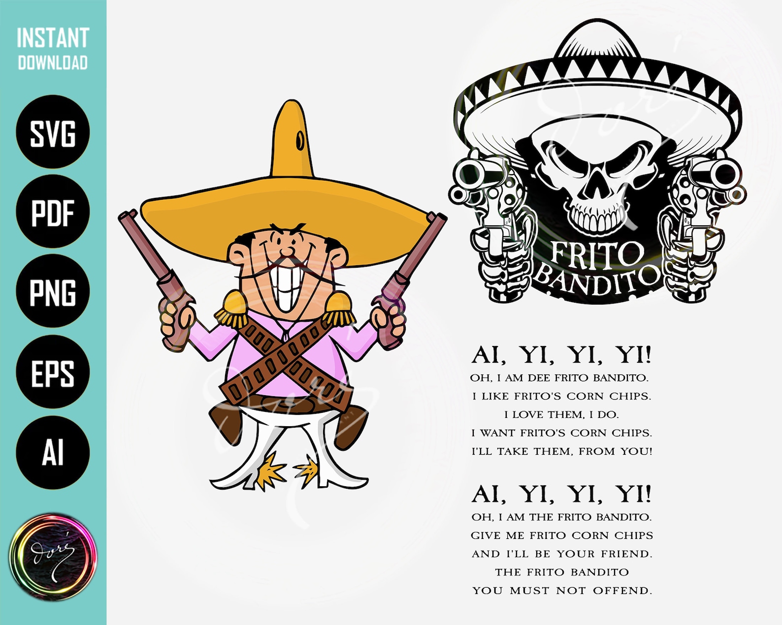 Frito Bandito Logo Pack PNG SVG for Cricut Printable Art. Sublimation ...