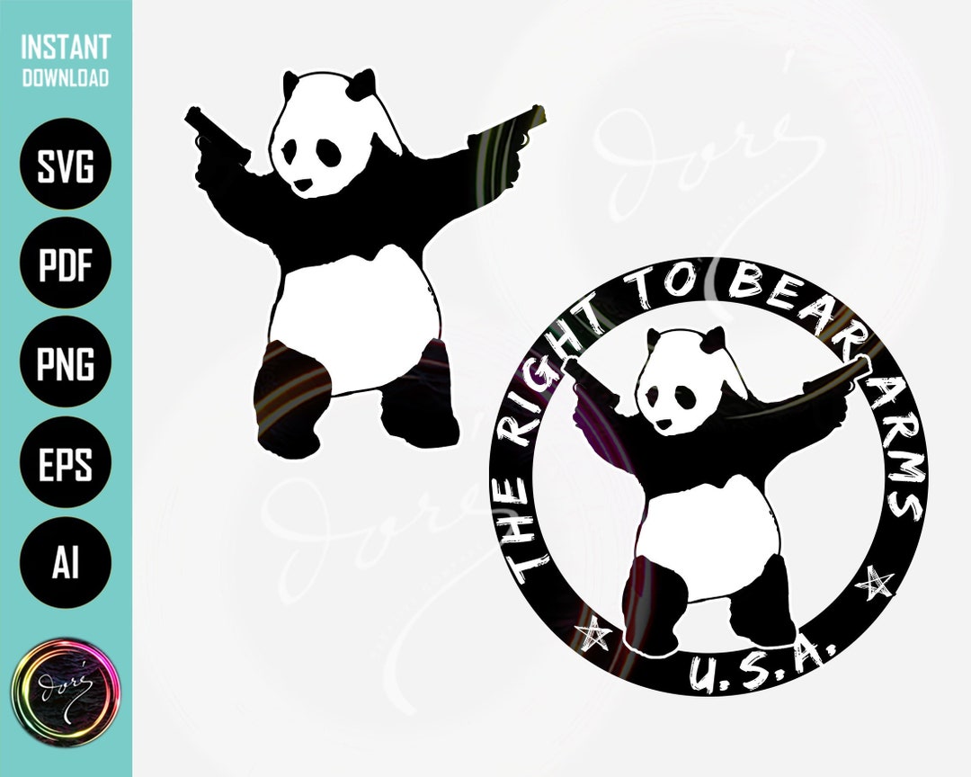 Pistol Packing Panda Bear Arms T-shirt PNG SVG for Cricut Printable Art ...
