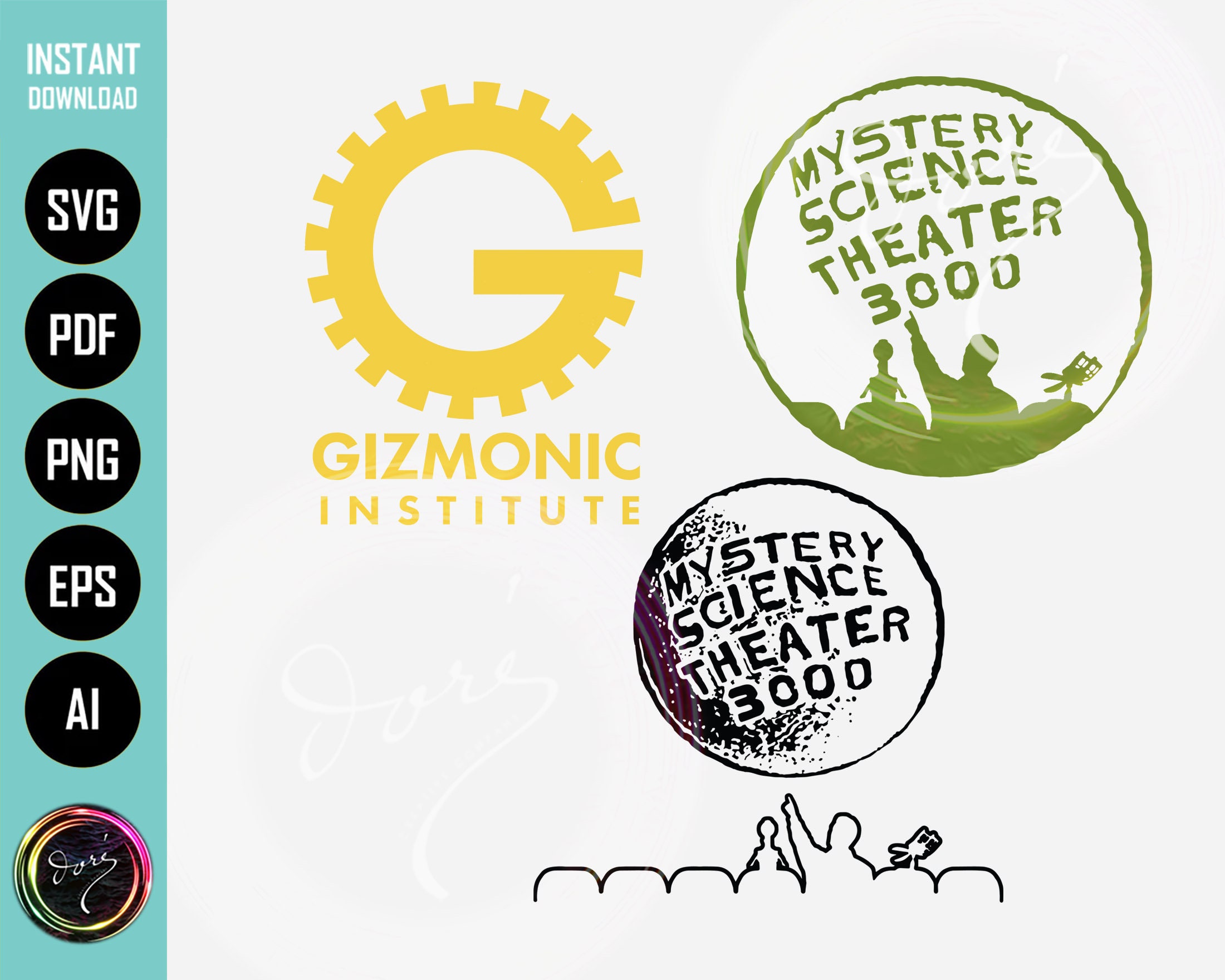 MST3K Retro Logo Pack Gizmonic Institute PNG SVG for Cricut Printable ...