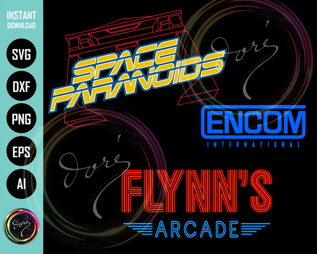3 Amazing Arcade Logos From Movie Tron PNG SVG for Cricut Printable Art ...