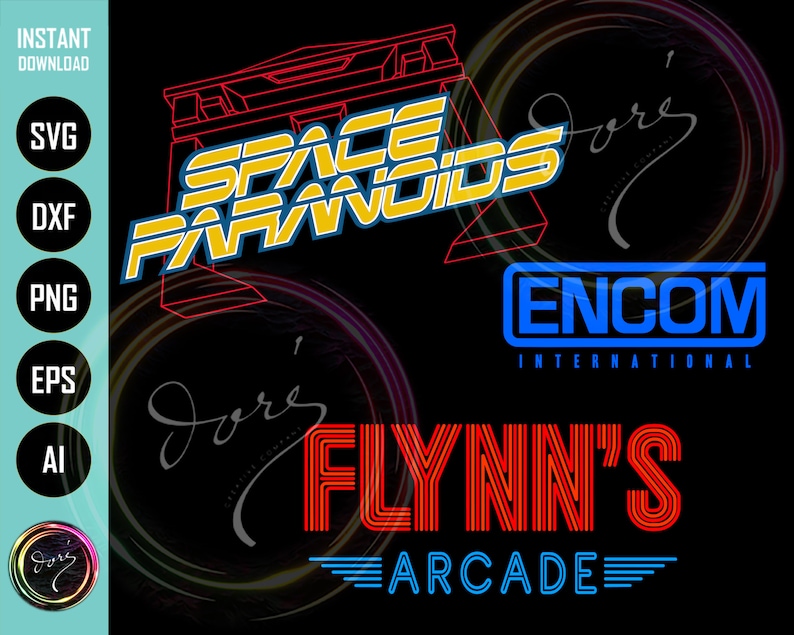 3 Amazing Arcade Logos From Movie Tron PNG SVG for Cricut Printable Art ...
