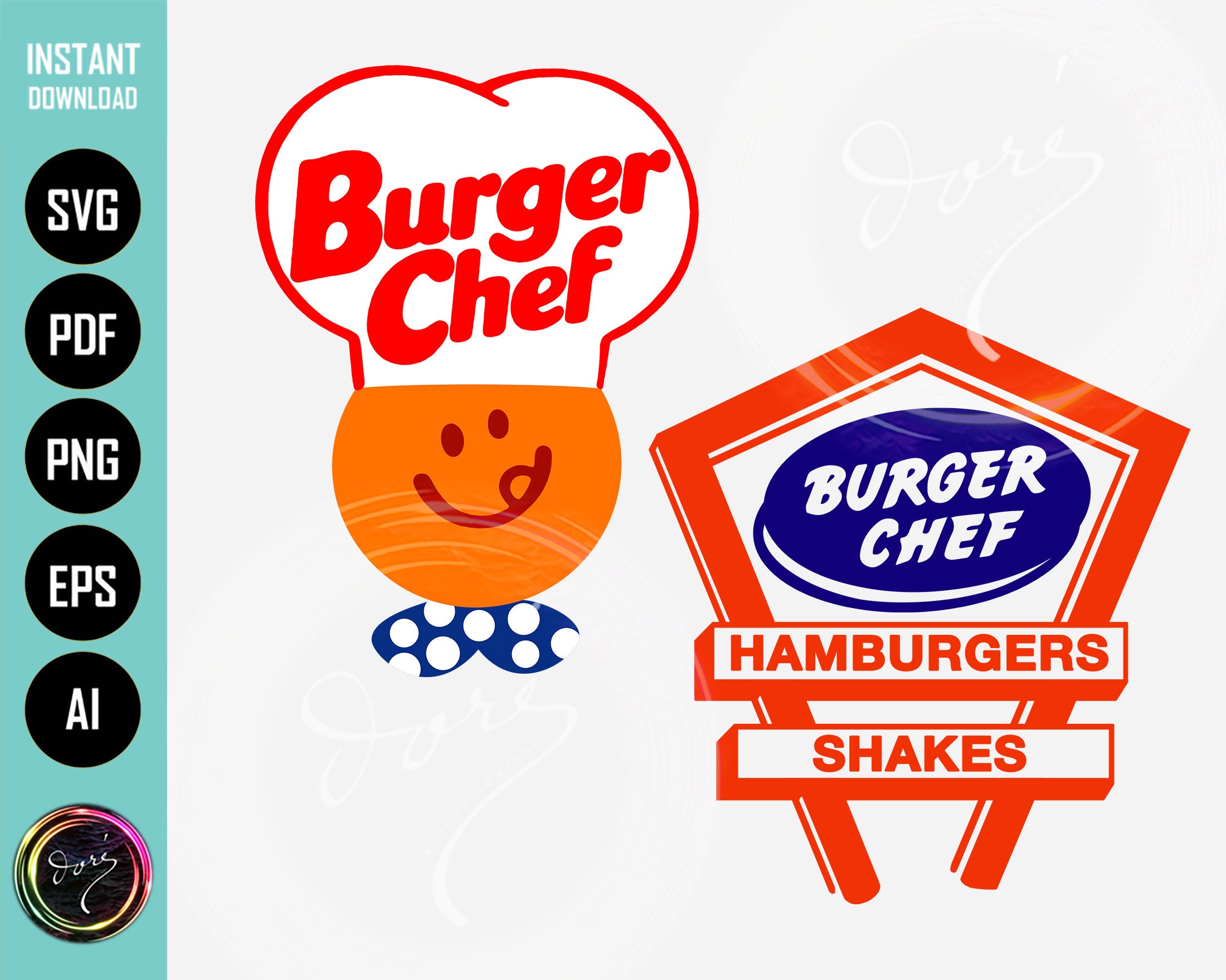 Logotipos retro de Burger Chef PNG SVG para arte imprimible Cricut ...