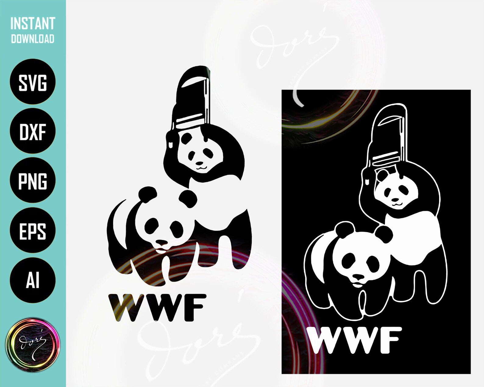 WWF Wrestling Pandas Logo Parody WWE for Sublimation Design | Etsy