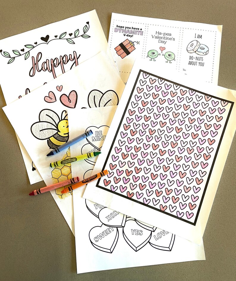 Printable Valentine's Day Coloring Pages, Instant Download, V-day ...