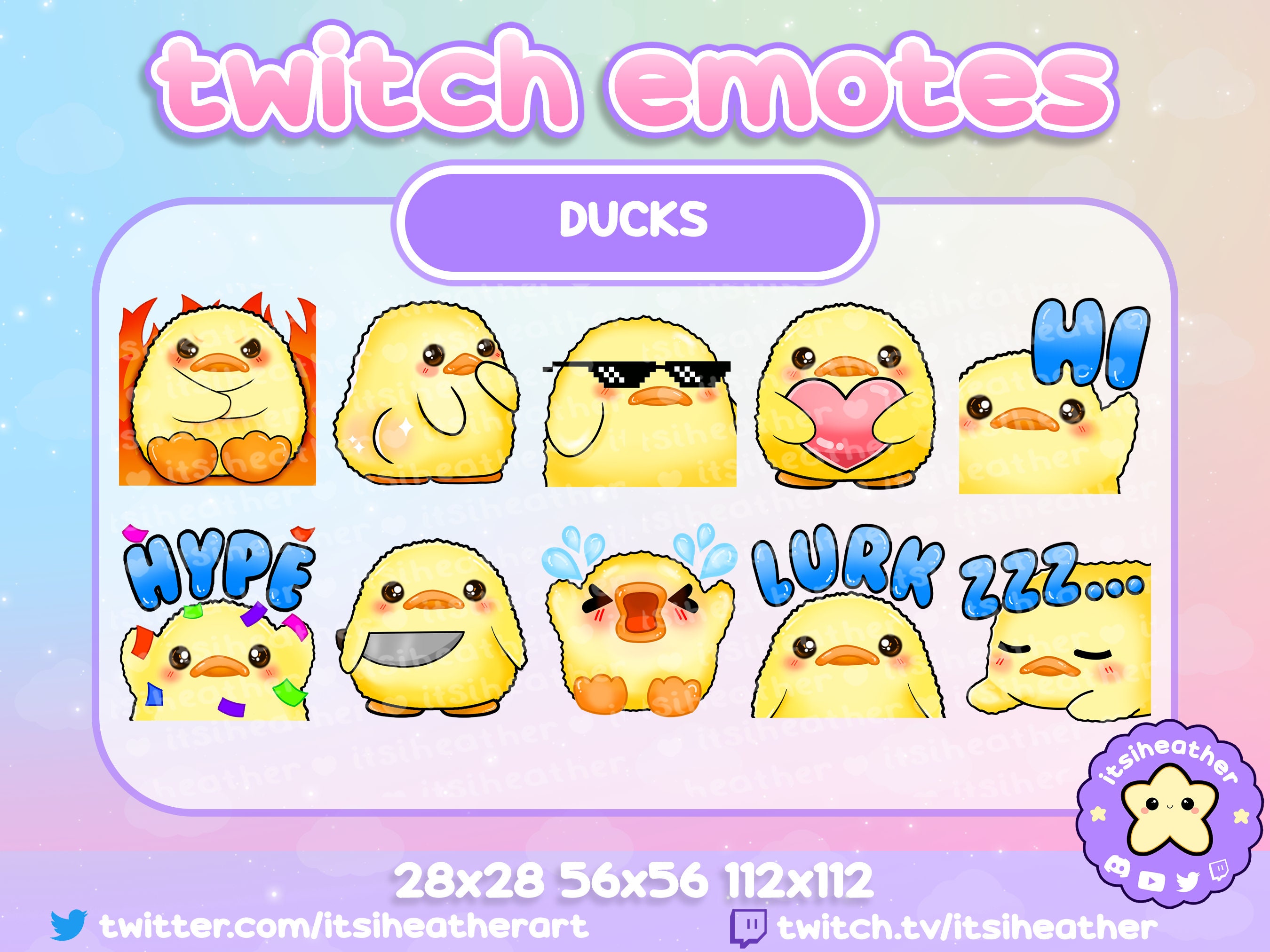 Cute Duck Emotes - 10 Pack - Twitch, Youtube, Discord Emojis - Etsy