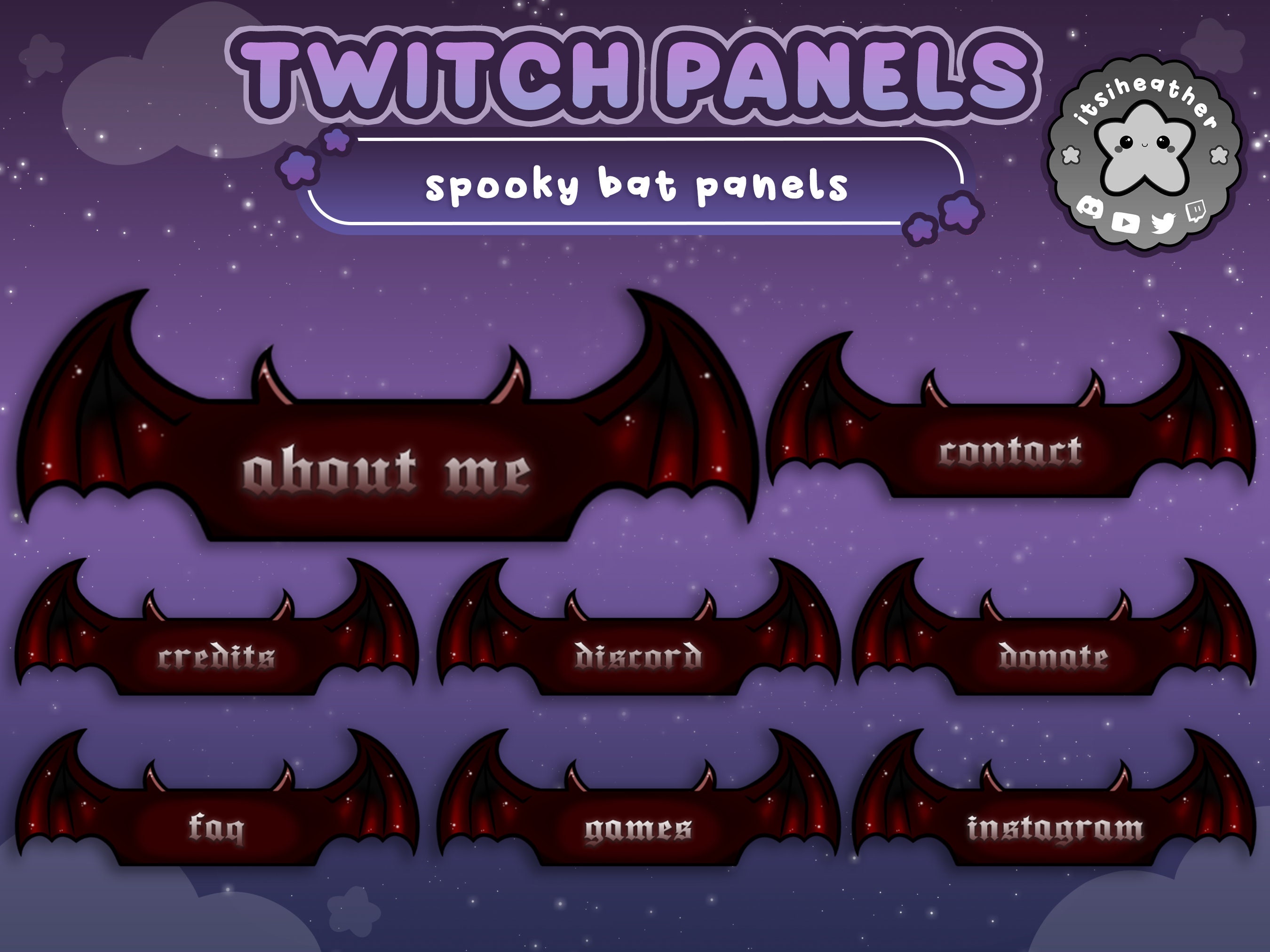 Cute Spooky Gothic Red Bat Wing Panels for Twitch - Etsy