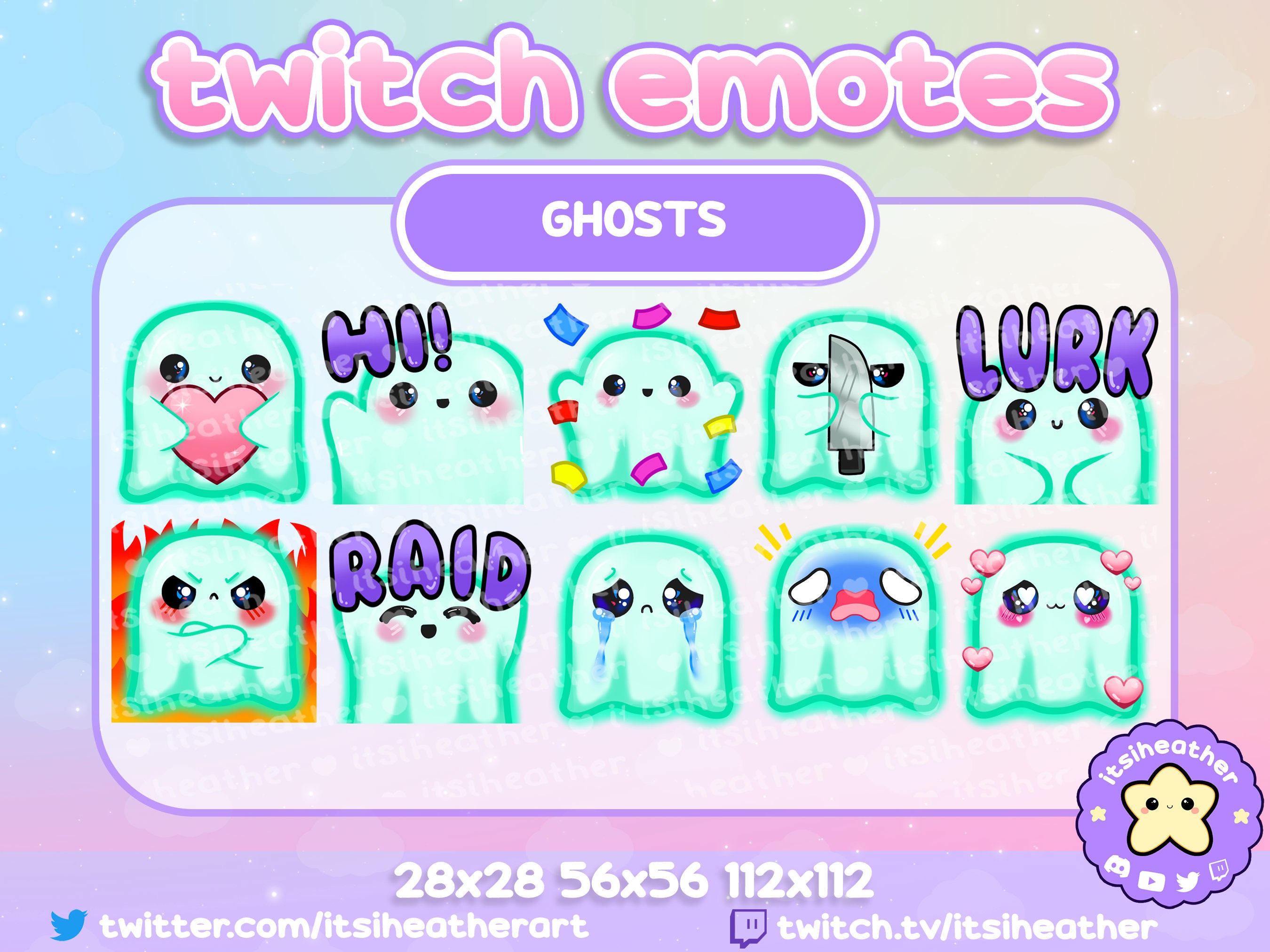 Cute Ghost Emotes - 10 Pack - Twitch, Youtube, Discord Emojis - Etsy