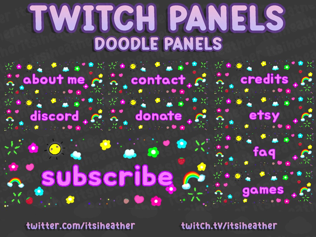 Cute Kawaii Neon Doodle Panels for Twitch - Etsy
