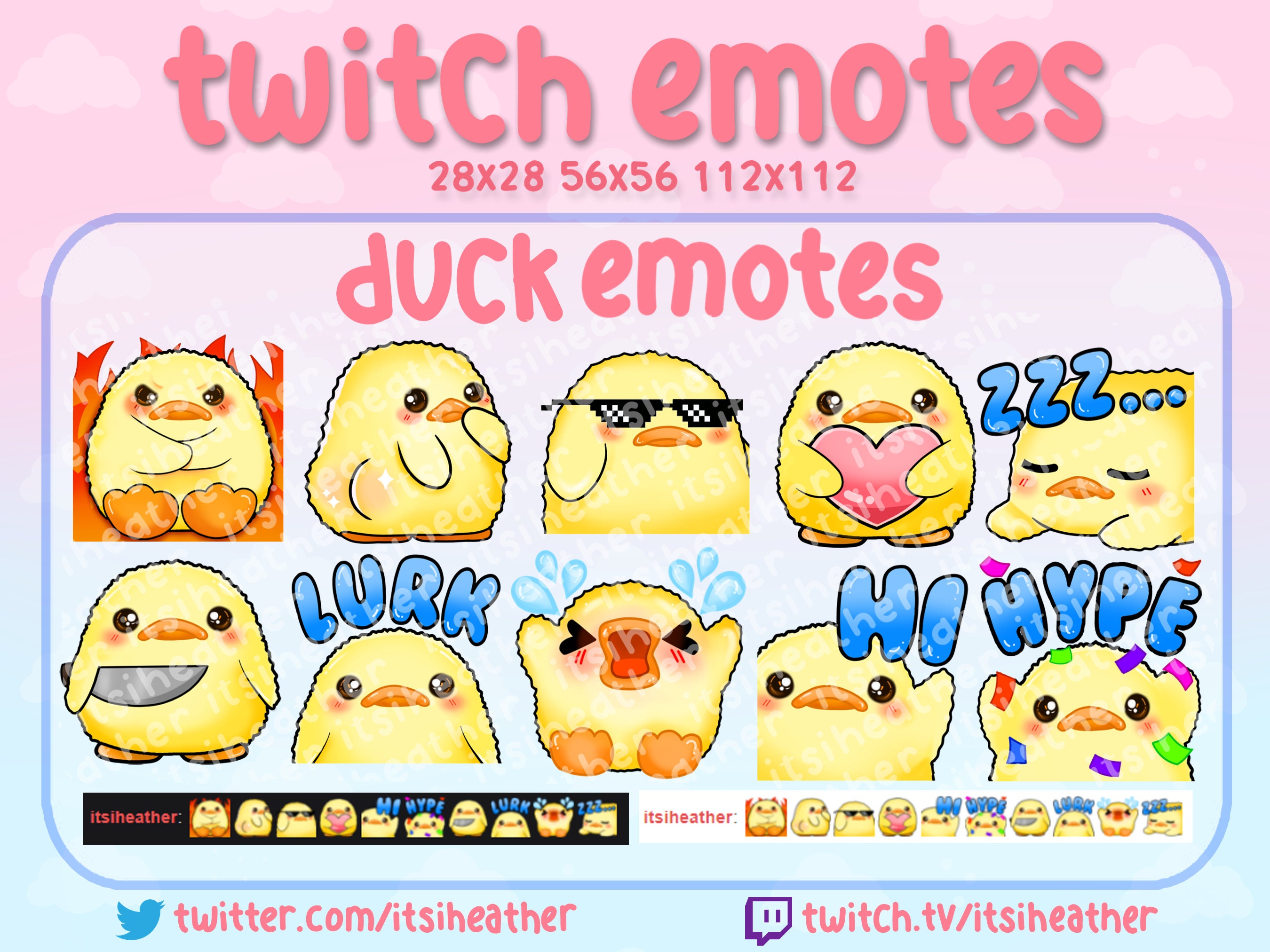 Cute Duck Emotes 10 Pack Twitch Youtube Discord Emojis - Etsy