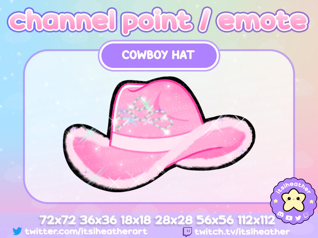 PINK Cute Sparkle Cowboy Cowgirl Country Hat Channel Point Icon / Emote ...