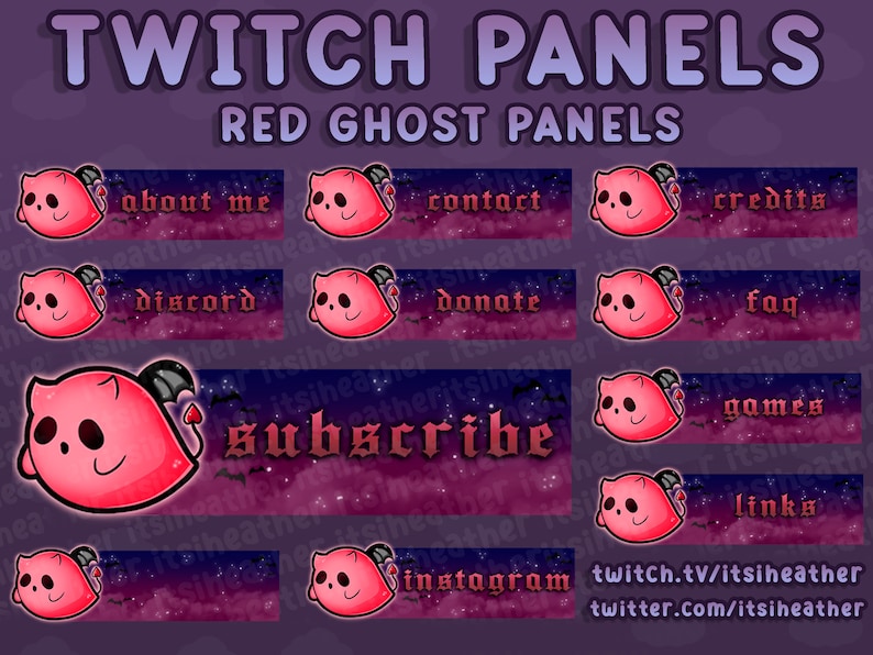 Cute Spooky Gothic Red Nighttime Ghost Panels for Twitch - Etsy