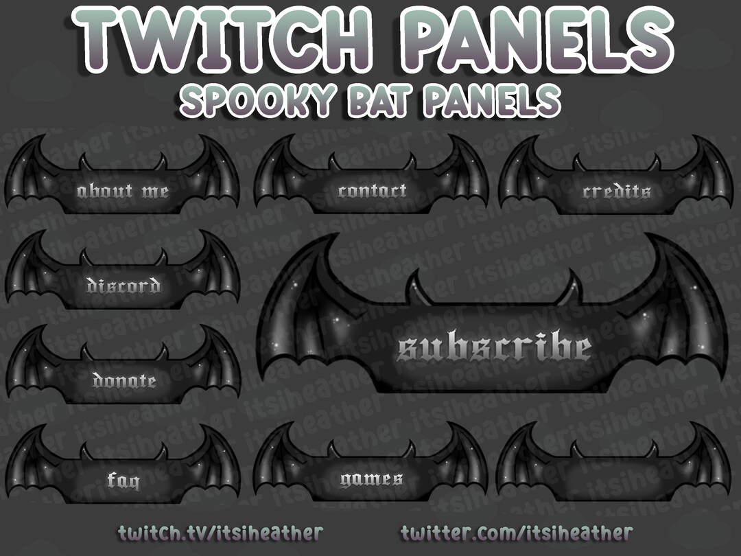 Cute Spooky Gothic Black Bat Wing Panels for Twitch - Etsy