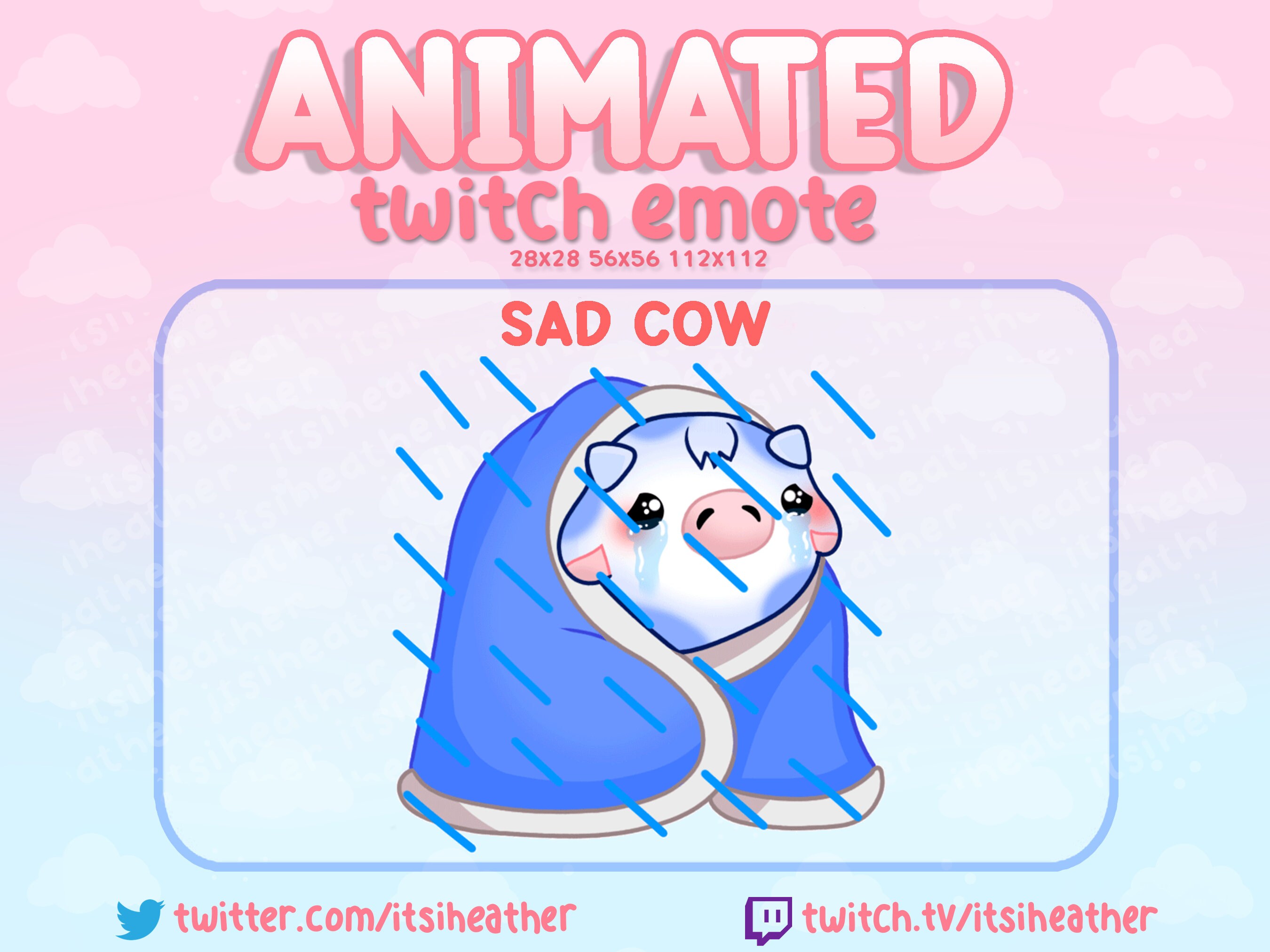 Animated Cute Sad Blueberry Cow Emote Twitch Discord - Etsy