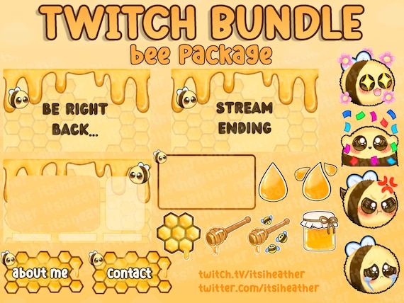 Cute Bee Twitch Overlays GIANT Bundle 4 Scenes 1 Overlay 1 - Etsy