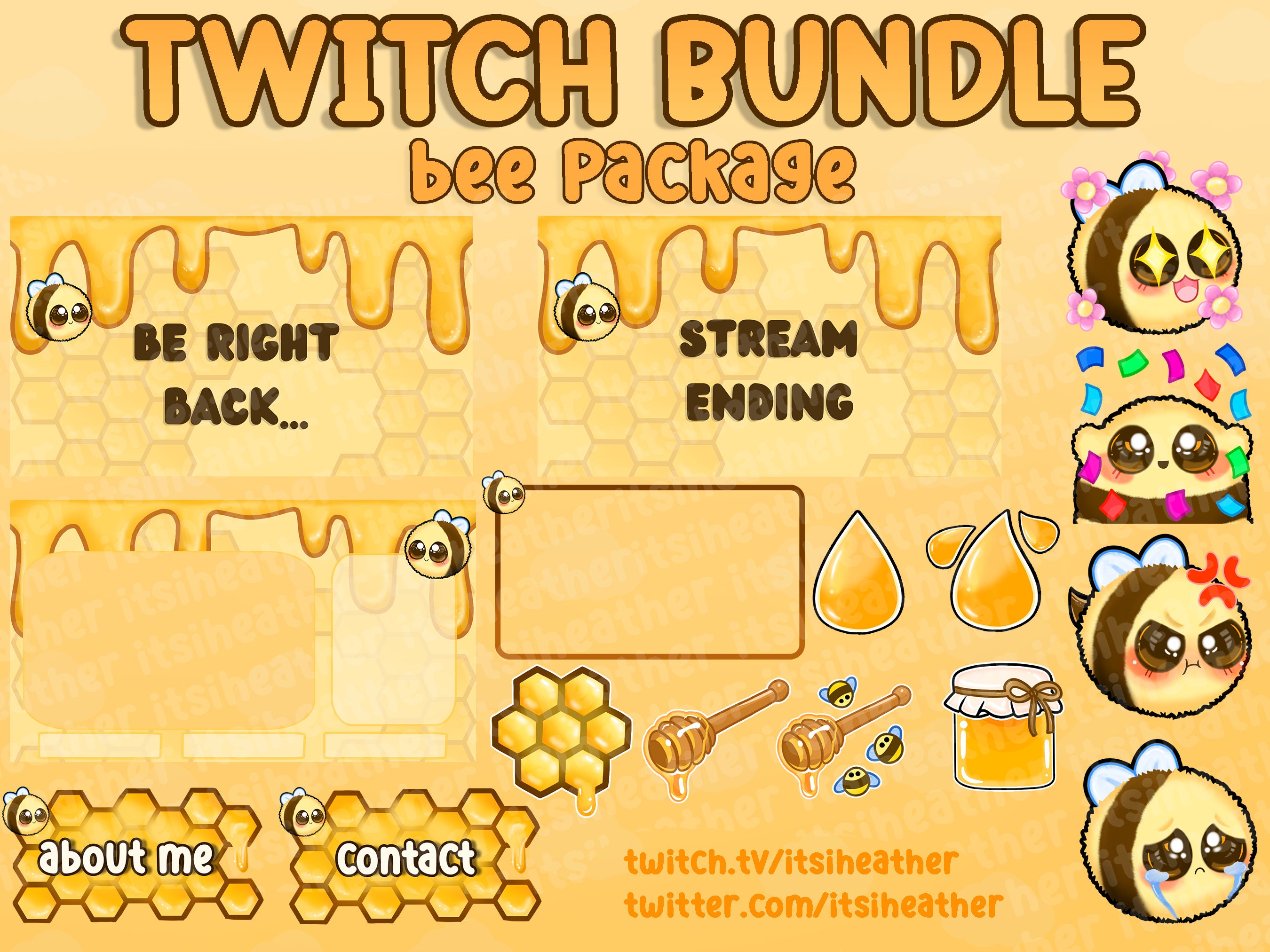 Cute Bee Twitch Overlays GIANT Bundle 4 Scenes 1 Overlay 1 - Etsy Australia