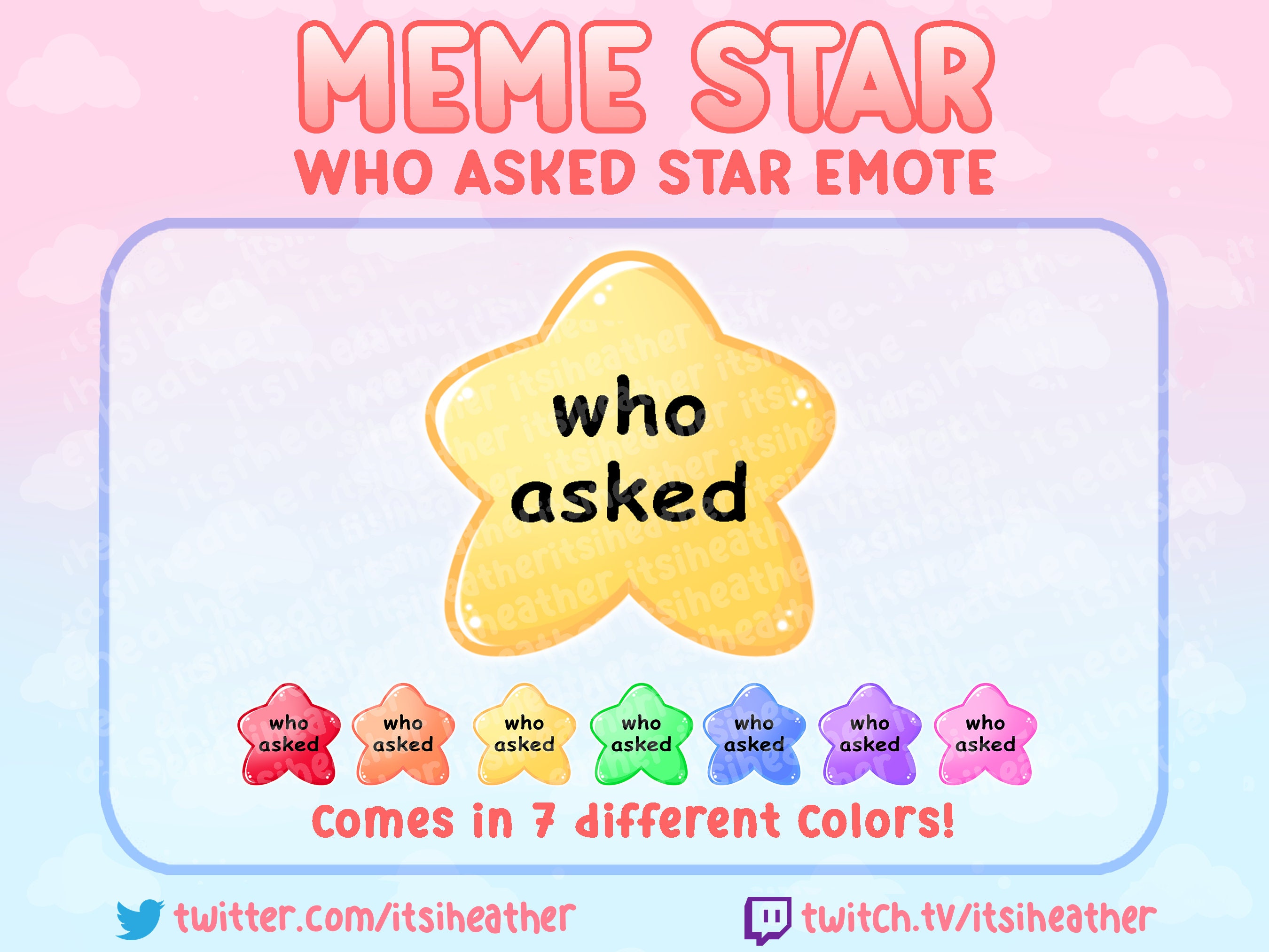 Lindo Meme Star Emotes Who Asked 7 pack Twitch, YouTube, Discord Emojis ...