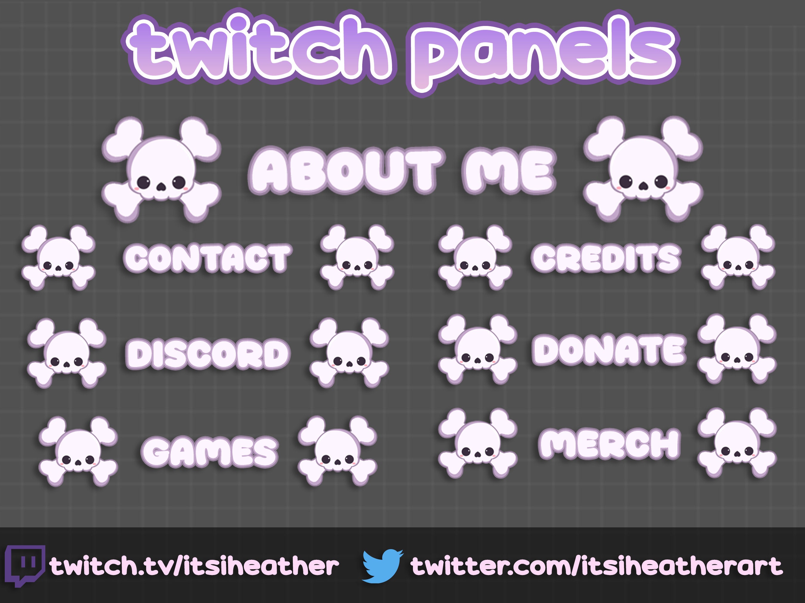Cute Spooky Gothic Skull Panels for Twitch - Etsy