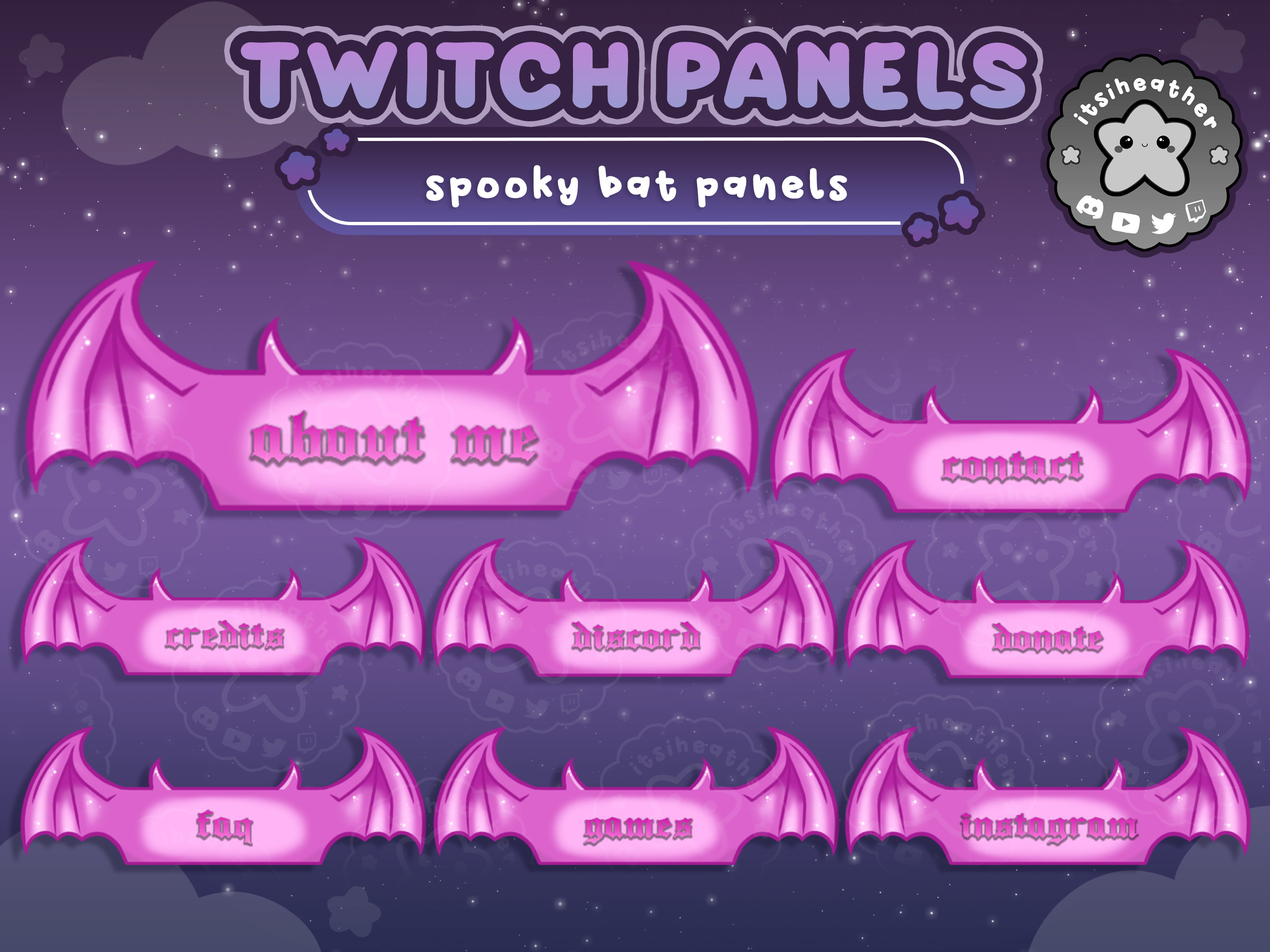 Cute Spooky Gothic Pink Bat Wing Panels for Twitch - Etsy