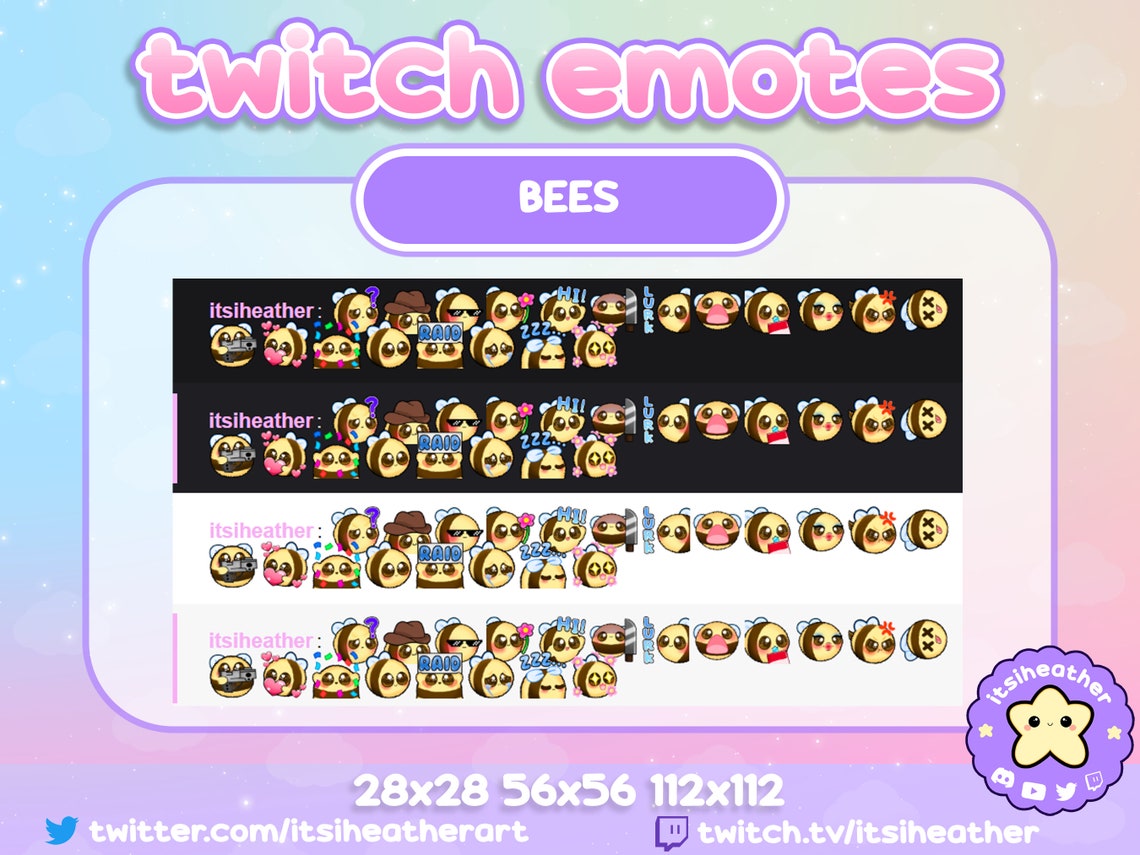 GIANT Set of 20 Cute Bee Emotes + 2 Animated Emotes- Twitch, Discord ...