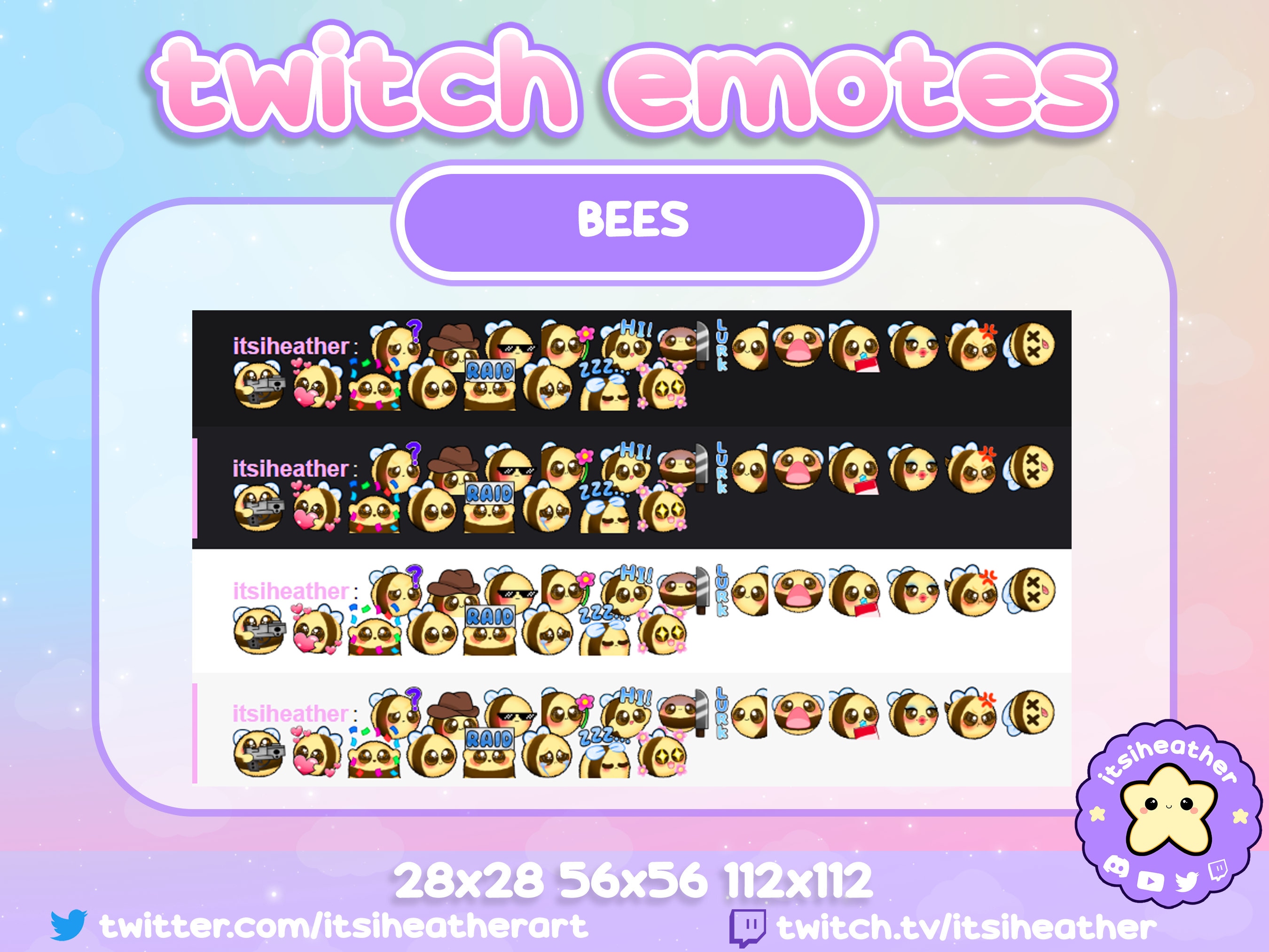 GIANT Set of 20 Cute Bee Emotes + 2 Animated Emotes- Twitch, Discord ...