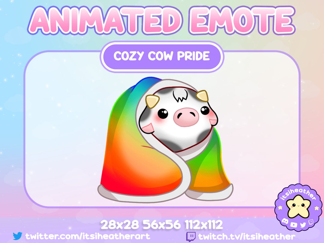 Animated Cute Cozy Cow Pride Emote - Twitch, Discord, Youtube - Etsy