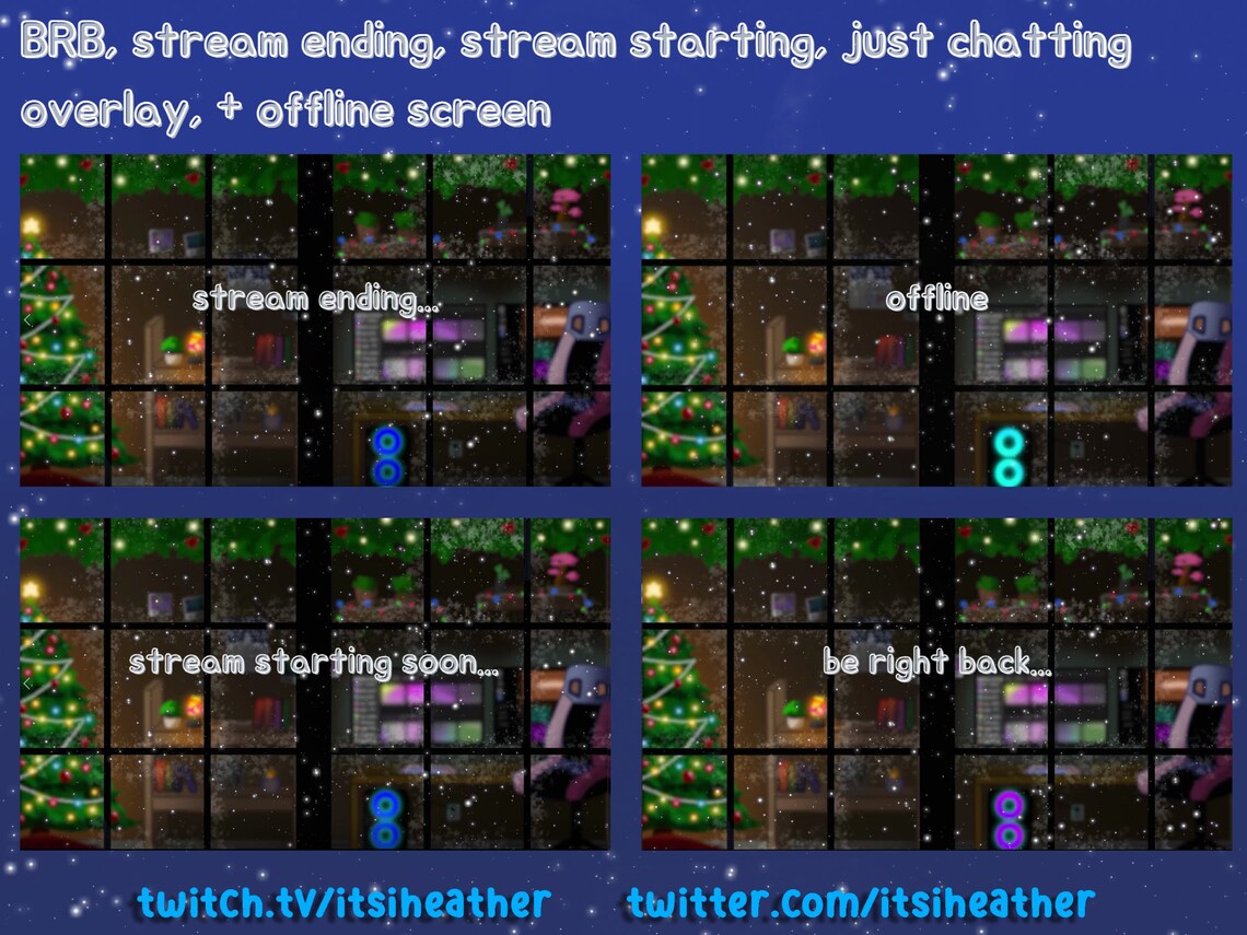 Cute Christmas Winter Room Animated Twitch Scenes and Overlay - BRB ...