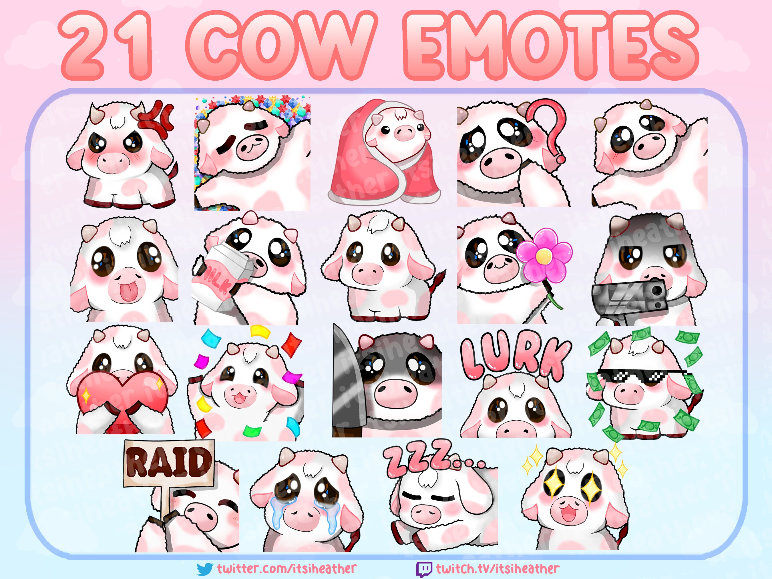 Cute Strawberry Cow Twitch Overlays MEGA GIANT Bundle - 4 Scenes, 1 ...