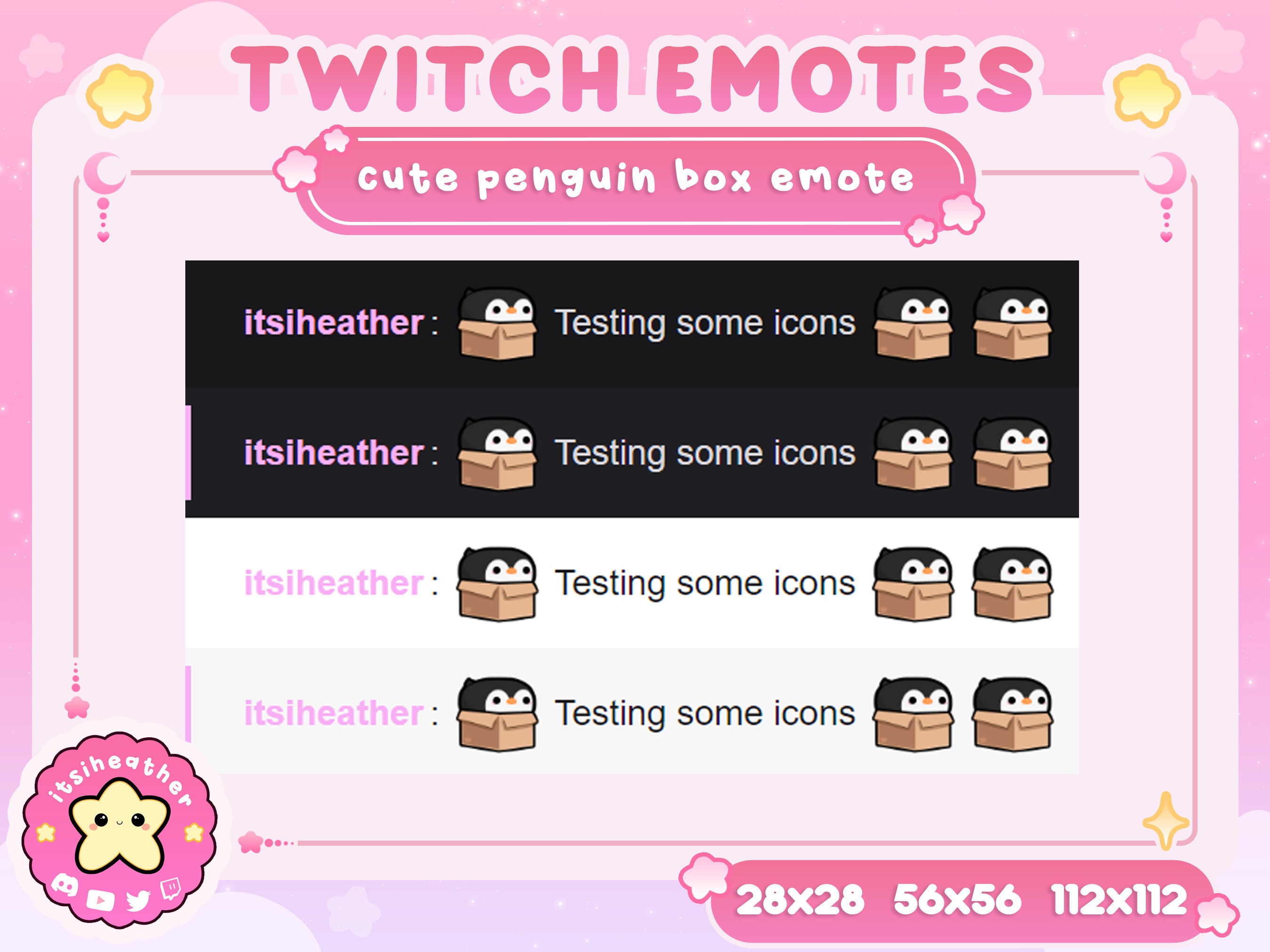 Cute Kawaii Penguin Box Emote - Twitch, Youtube, Discord Emojis - Etsy