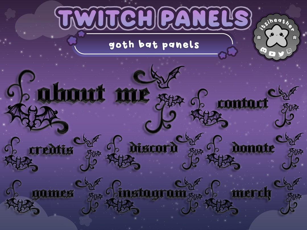Cute Spooky Gothic Black Bat Wing Panels for Twitch - Etsy