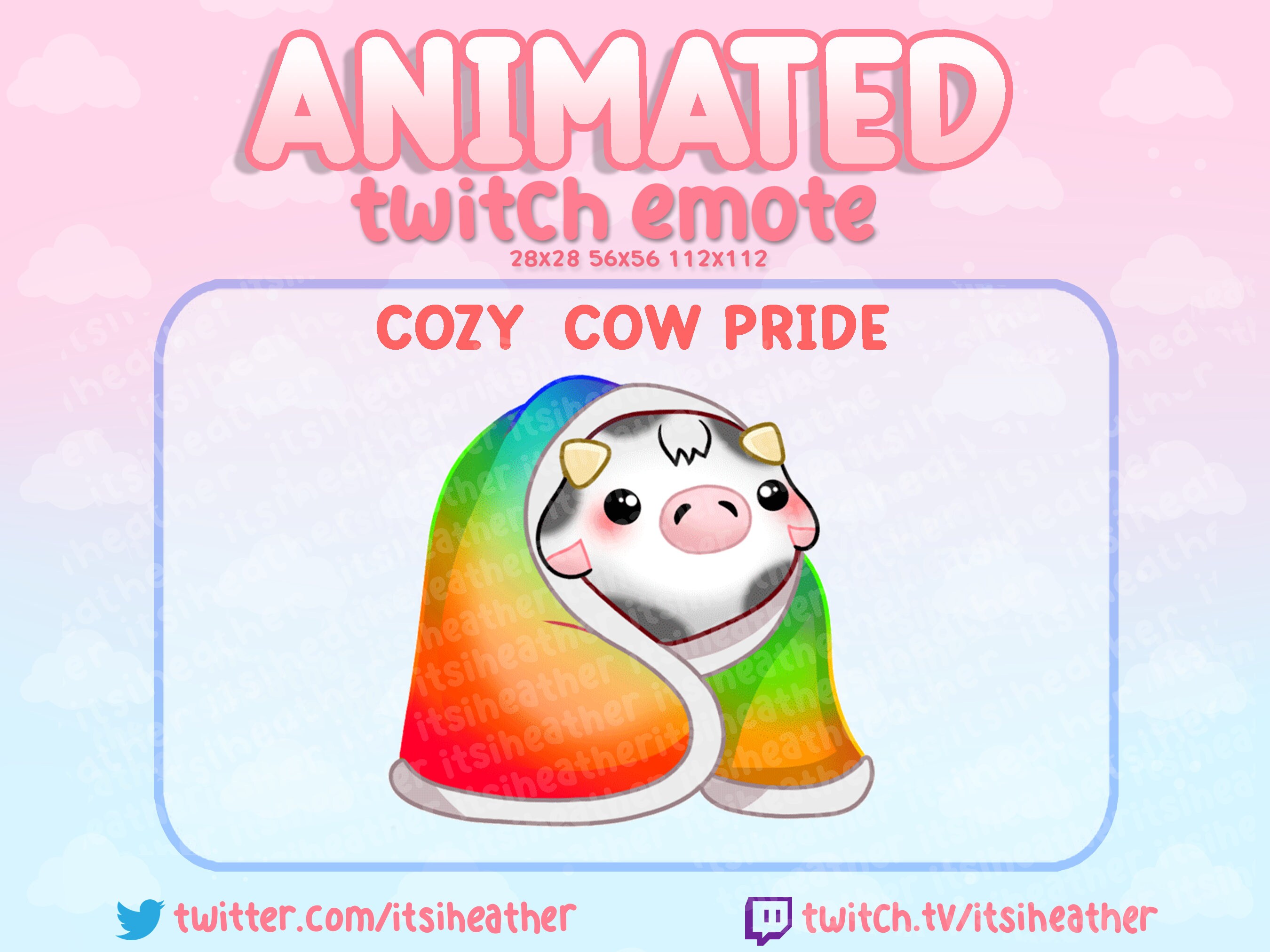 Animated Cute Cozy Cow Pride Emote Twitch Discord Youtube - Etsy