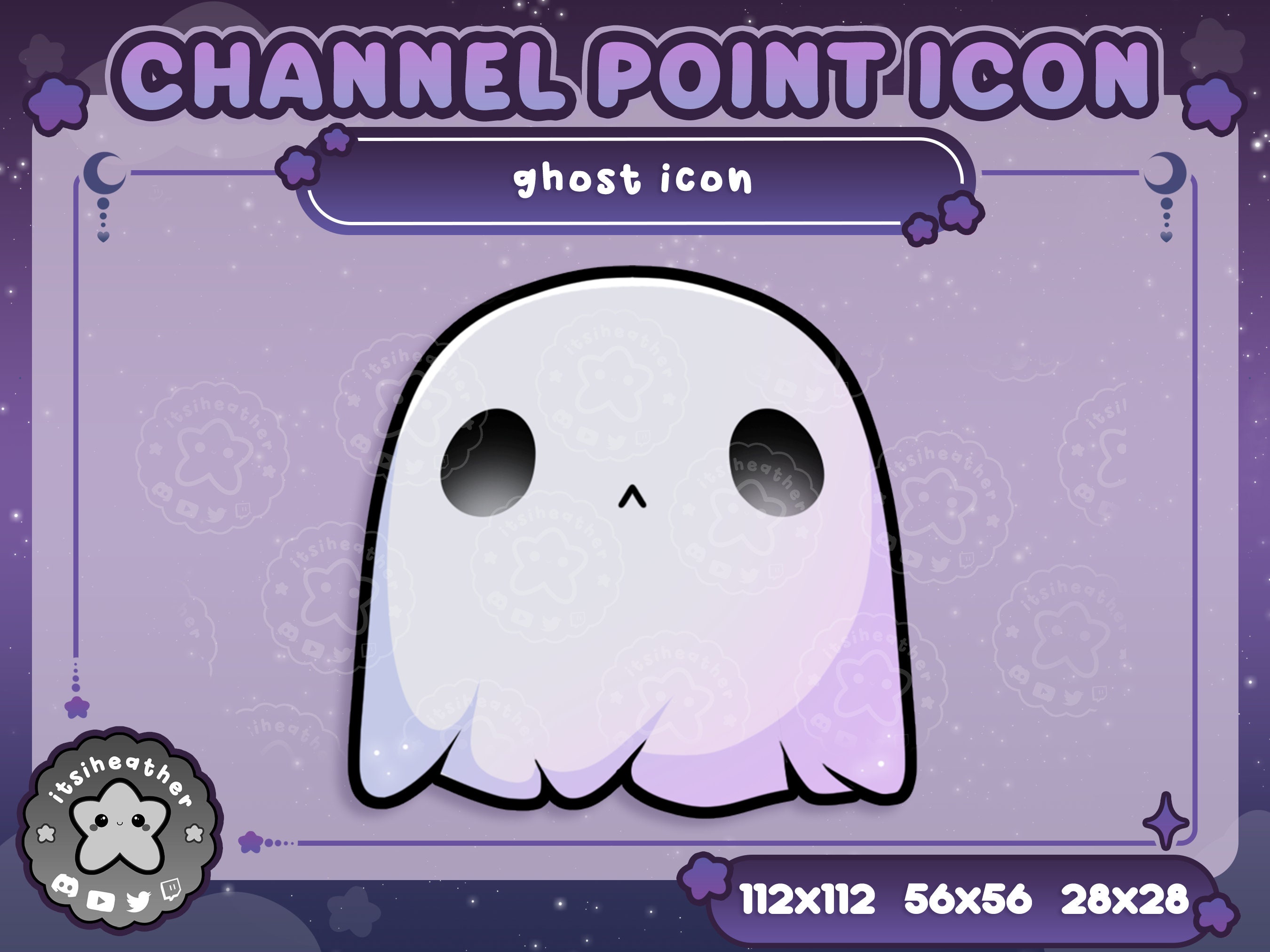 Cute Ghost Spooky Scary Haunted Ghostie Channel Point Icon / Emote for ...