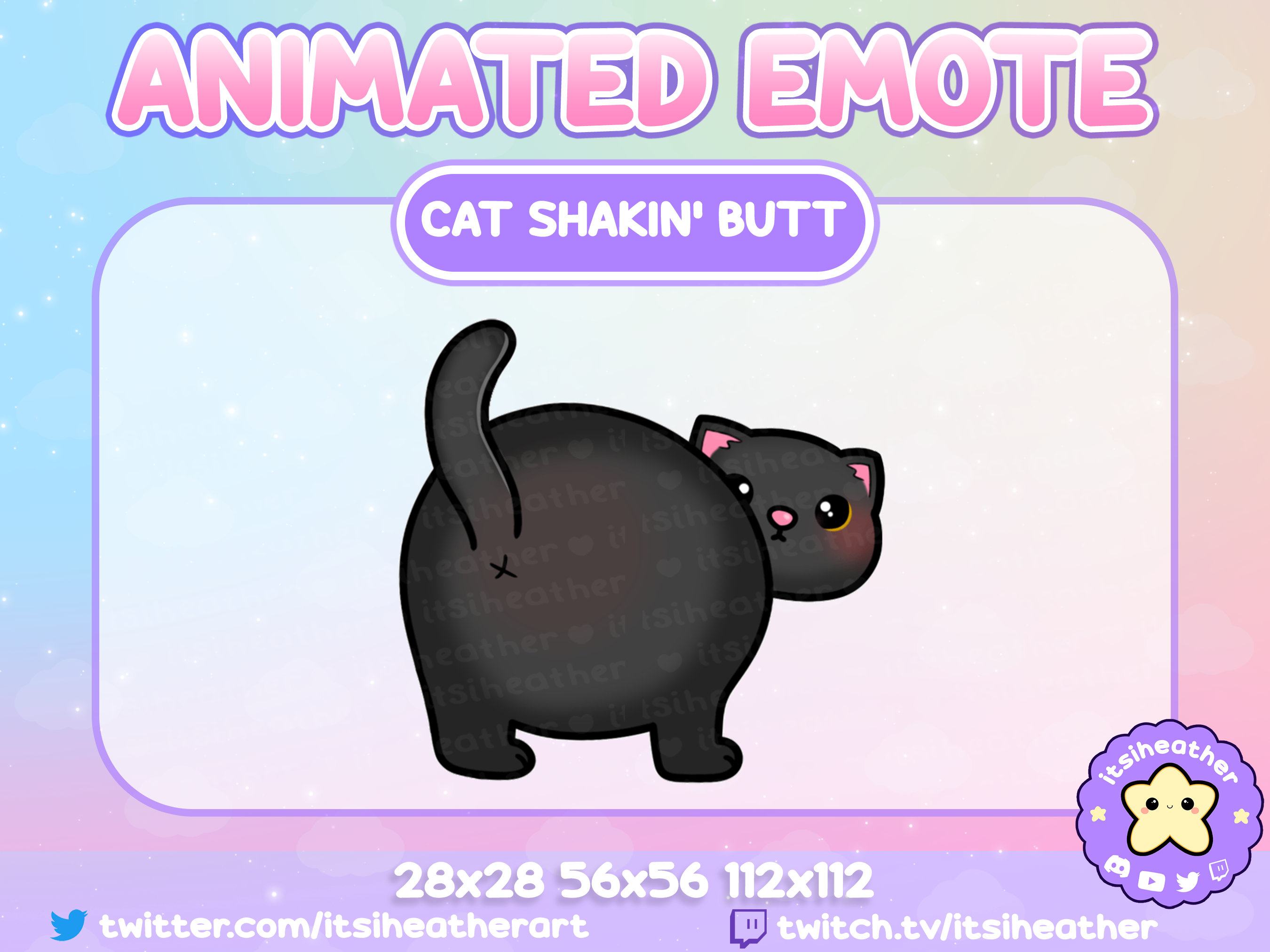 Animated Cute Shaking Booty Black Cat Emote - Twitch, Discord, Youtube ...