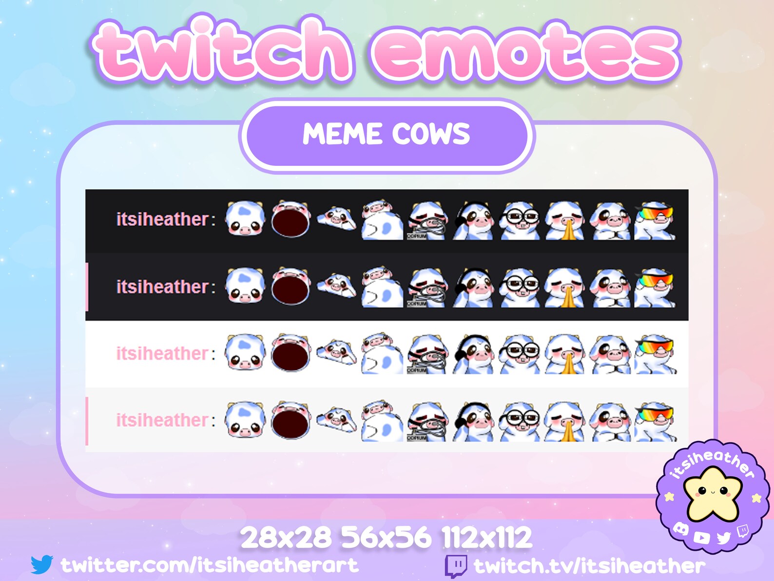 Cute Blueberry MEME Cow Emotes - 10 Pack - 2 Animated Emotes - Twitch ...
