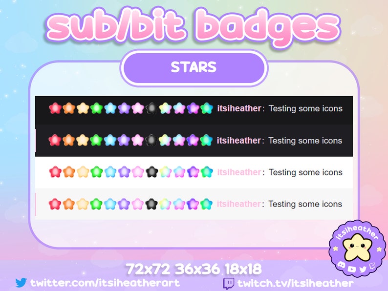 Cute Star Sub/bit Badges- Twitch - 13 PACK - Etsy