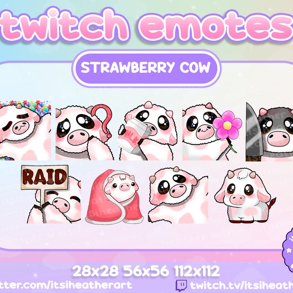 Strawberry Cow Raid Emote Twitch - Etsy